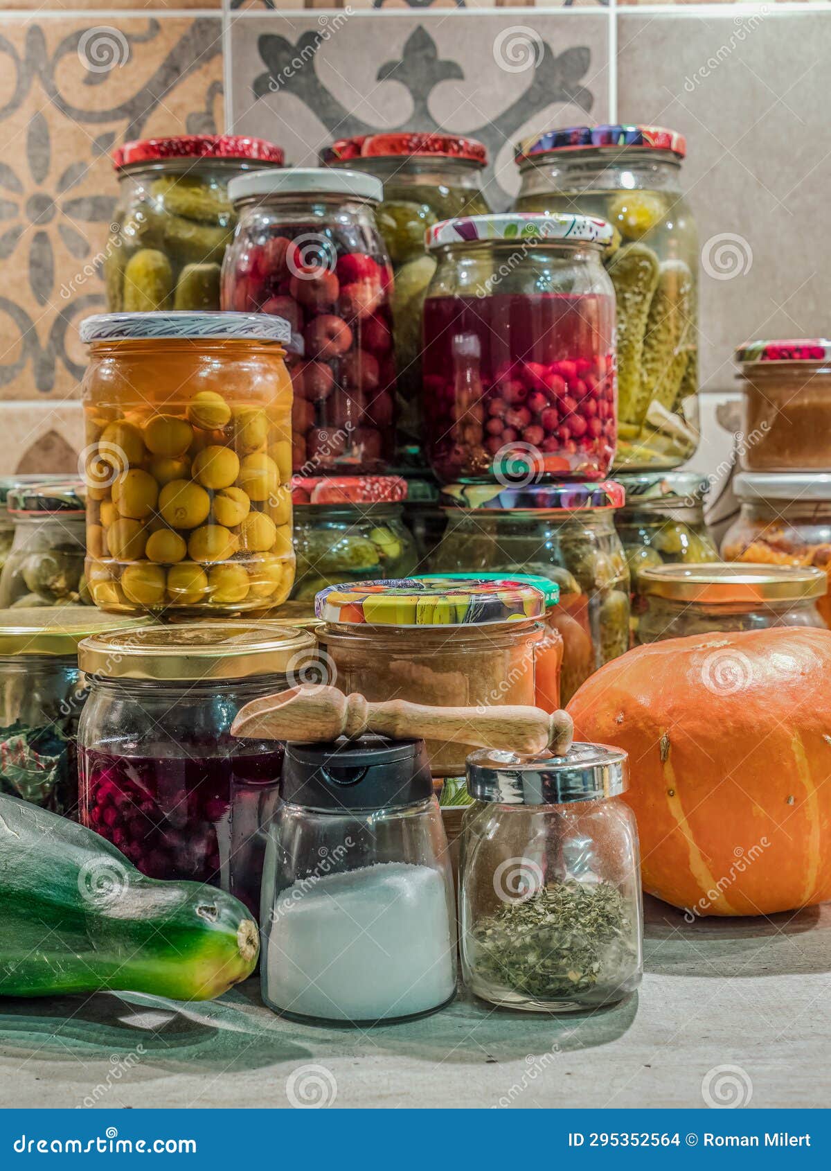 Assorted Fruit and Vegetable Preserves Stock Photo - Image of canned ...