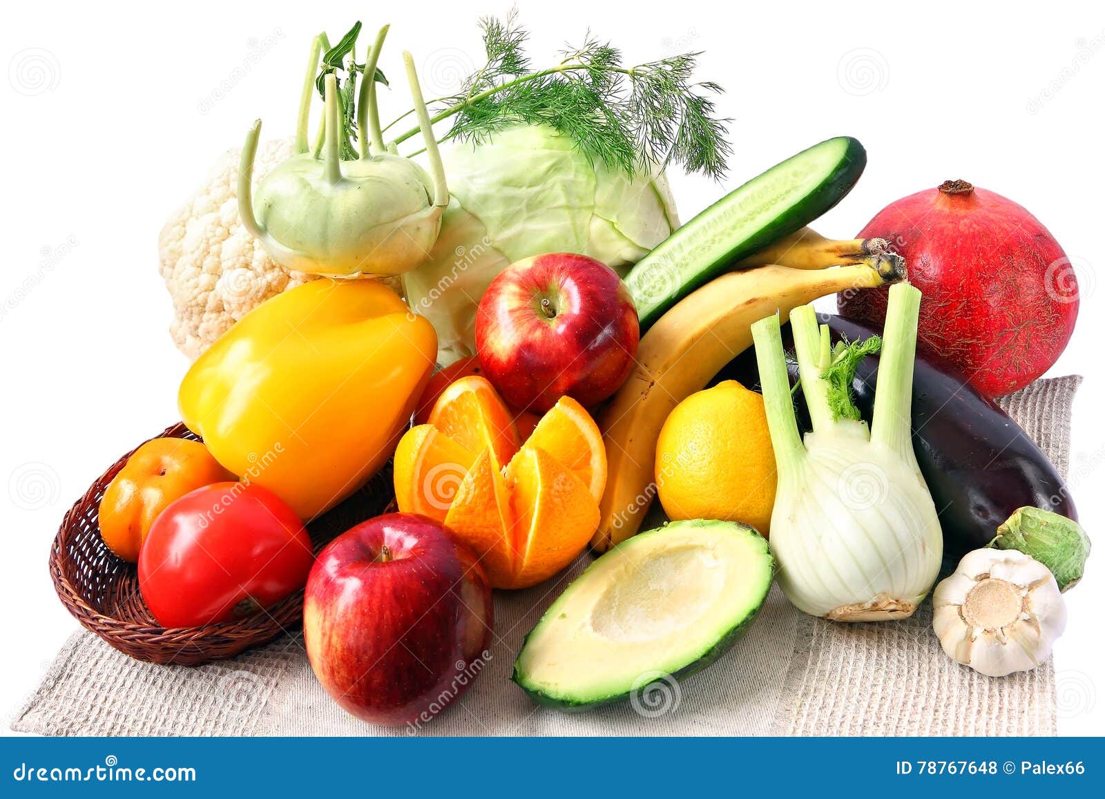 Assorted Fruit and Vegetables Isolated Stock Photo - Image of food ...