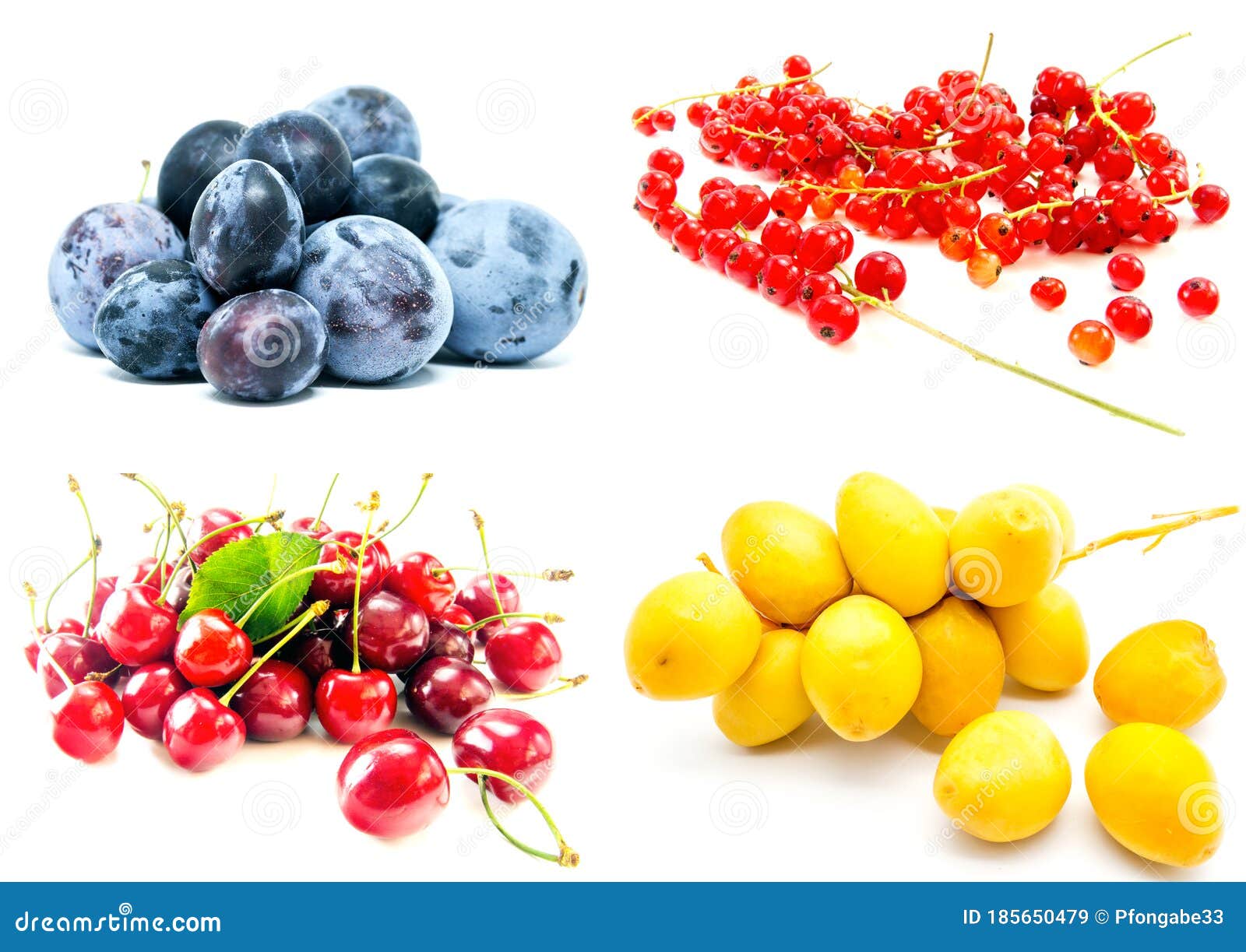 Assorted Fruits Collage on White Background Stock Image - Image of ...
