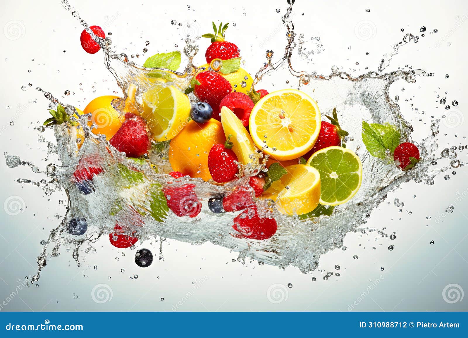 Assorted Fruits Floating in Water Stock Photo - Image of submerged ...