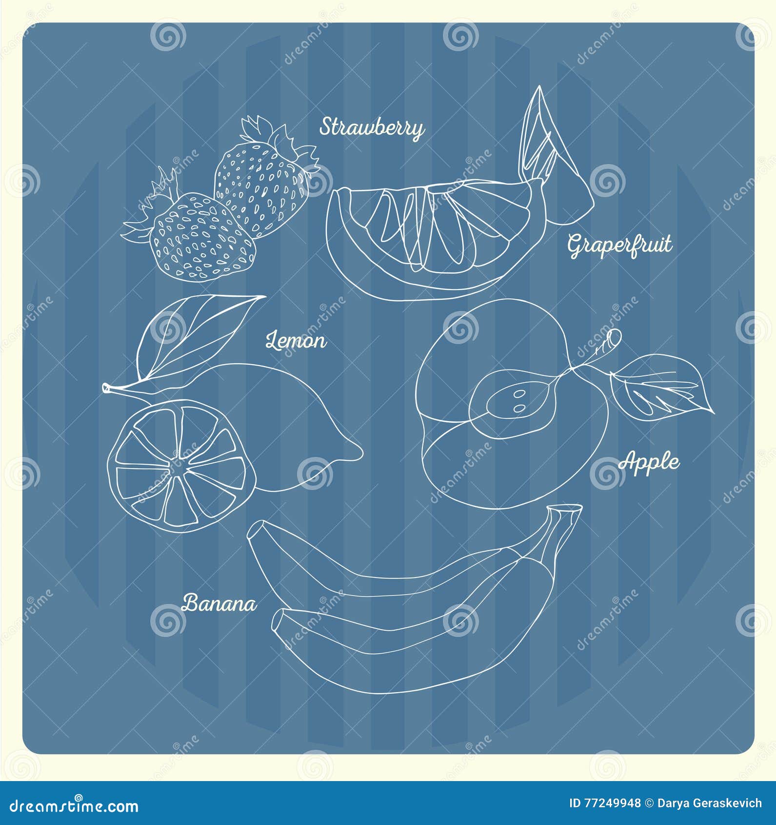 Assorted fruits. stock vector. Illustration of background - 77249948