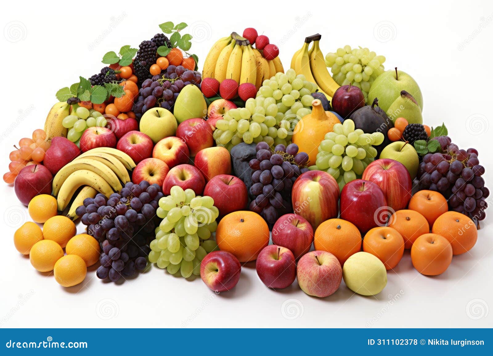 Assorted Fruits Neatly Categorized and Arranged on a White Background ...