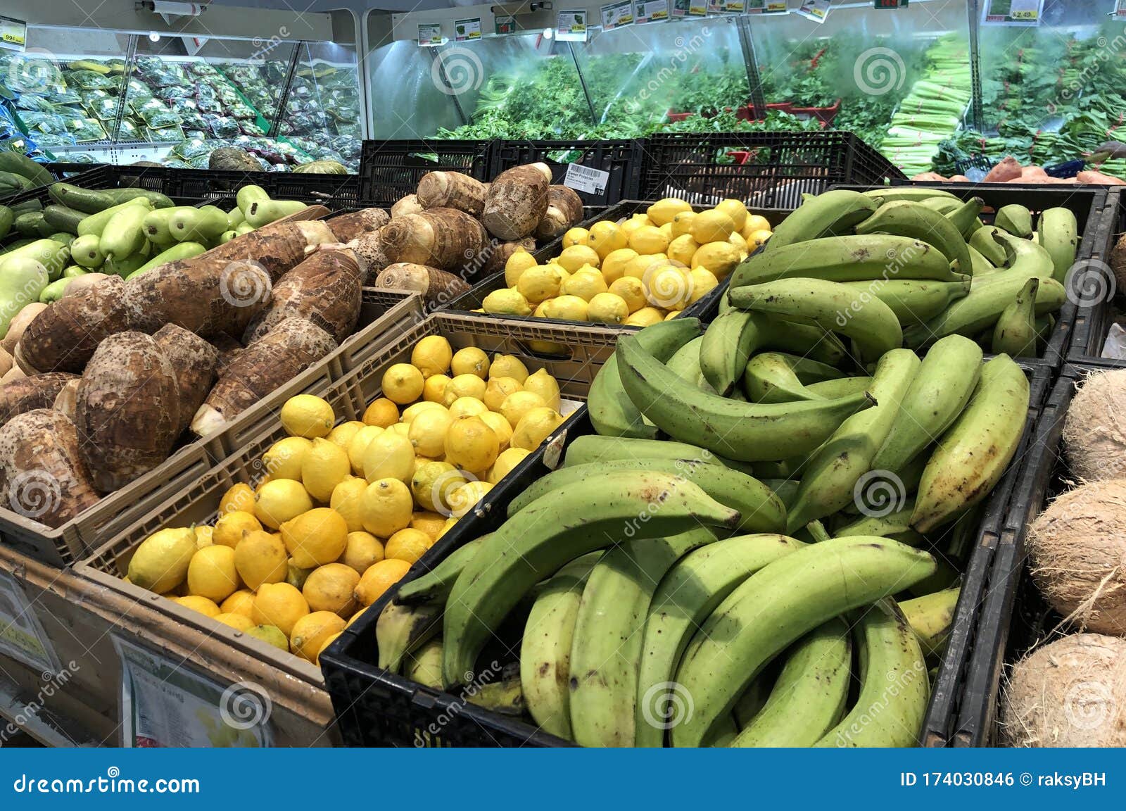 Fruits, Root Crops and Vegetables in a Local Market Stock Photo - Image ...