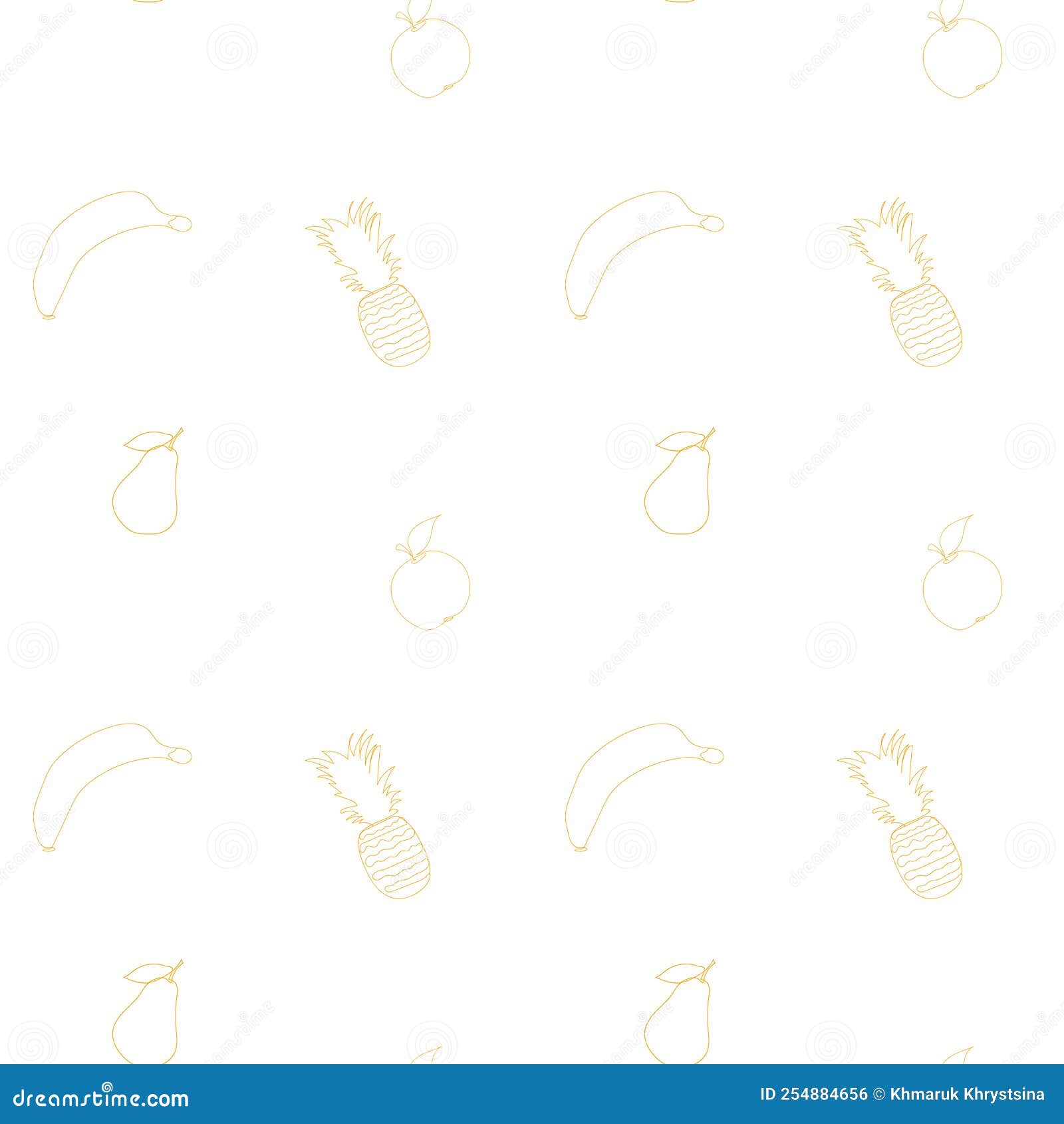 Assorted Fruits Seamless Pattern Line Art. Stock Vector - Illustration ...