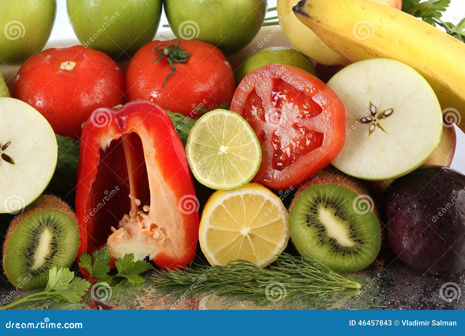 Assorted Fruits and Vegetables Stock Image - Image of droplets, crop ...