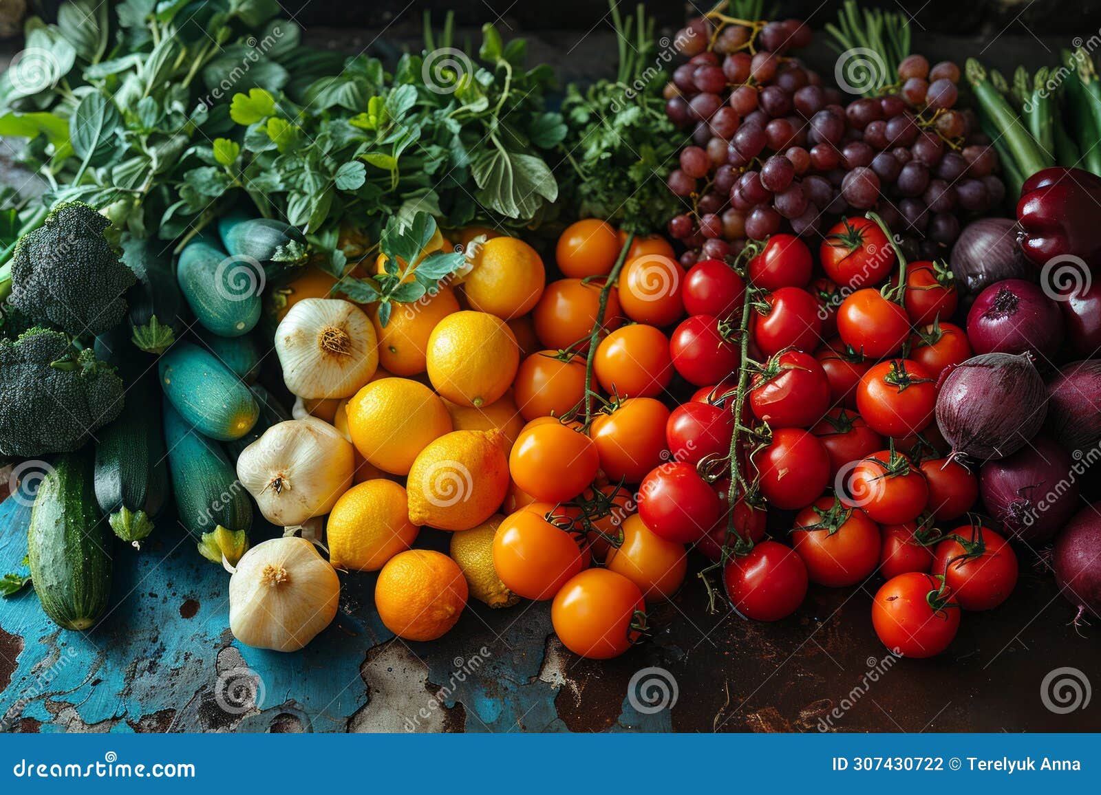 Assorted Fruits and Vegetables Displayed on a Table. Stock Photo ...