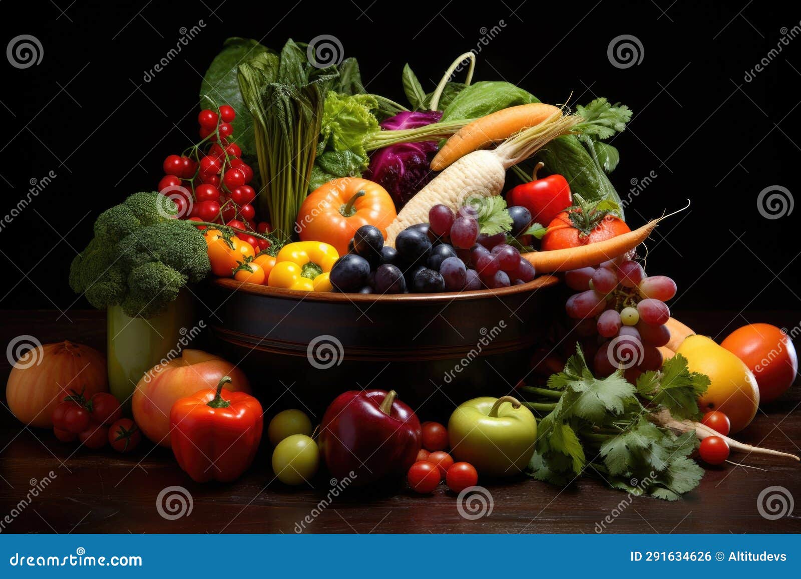 Assorted Fruits and Vegetables in One Bowl Stock Photo - Image of fresh ...