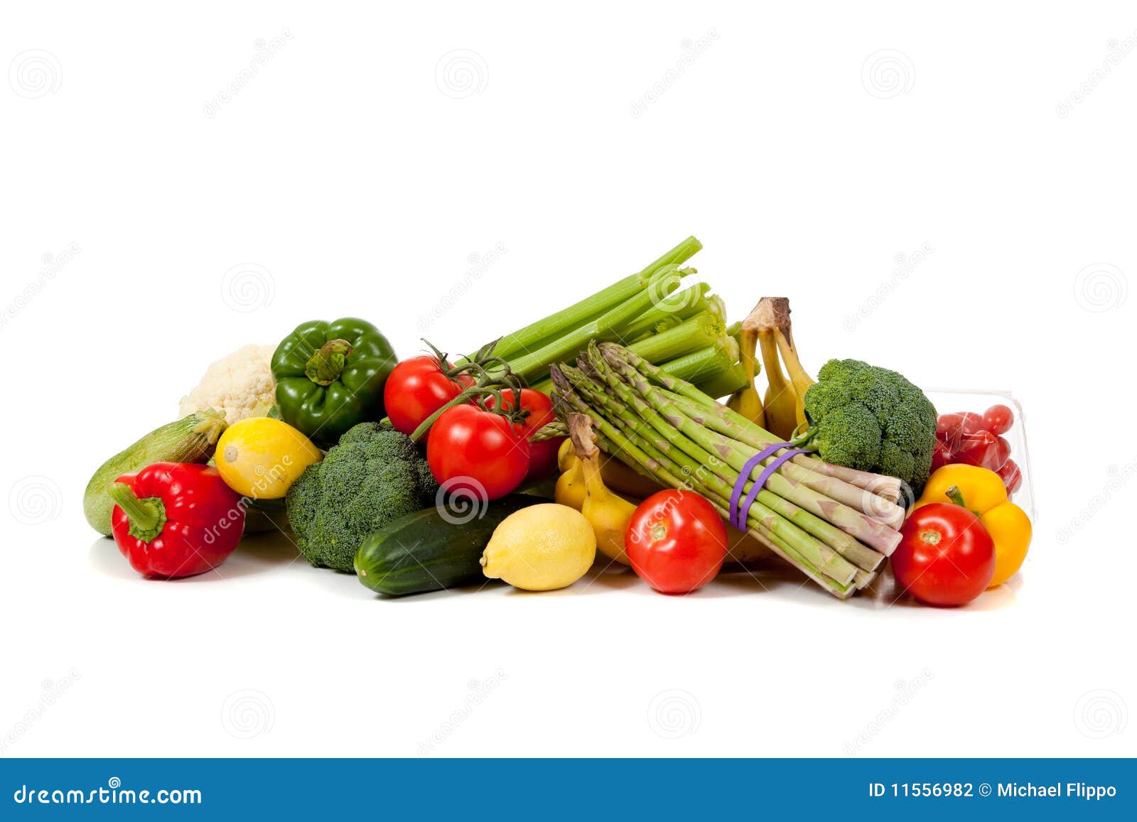 Assorted Fruits and Vegetables on White Stock Photo - Image of ...