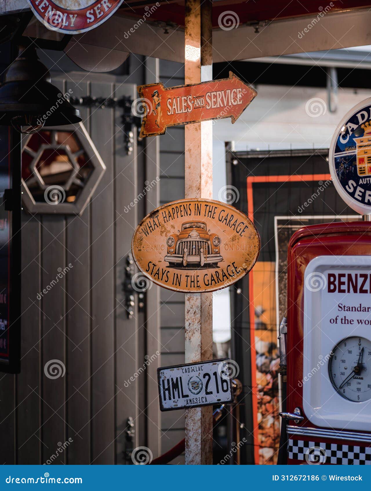 Assorted Gas Pump Signs and Other Decorations Editorial Photo - Image ...