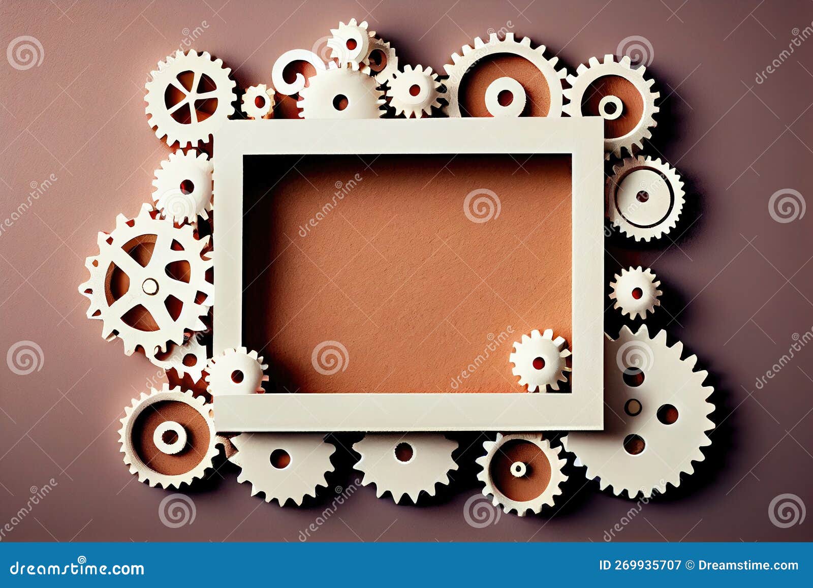 Assorted Gear Border Frame On Colorful Background Copy Space Made With ...