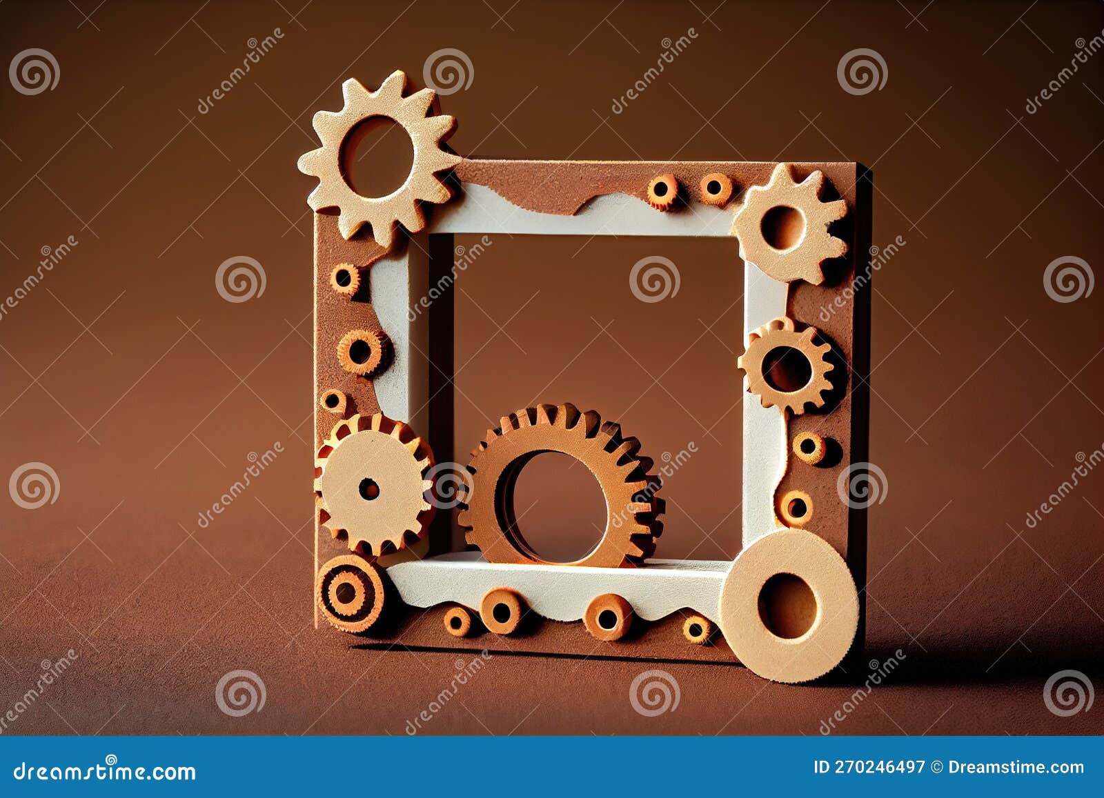 Assorted Gear Border Frame On Colorful Background Copy Space Made With ...