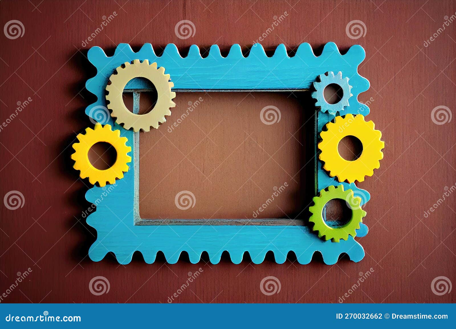 Assorted Gear Border Frame On Colorful Background Copy Space Made With ...