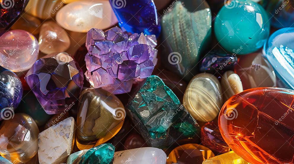 Assorted gem stones stock illustration. Illustration of backdrop ...