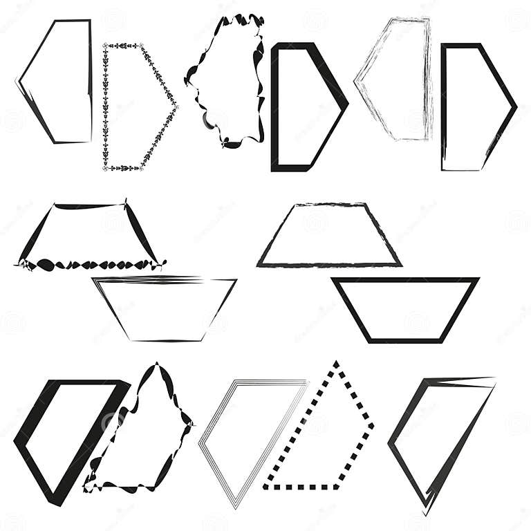 Assorted Geometric Shapes Set. Distressed and Clean Edges. Vector ...