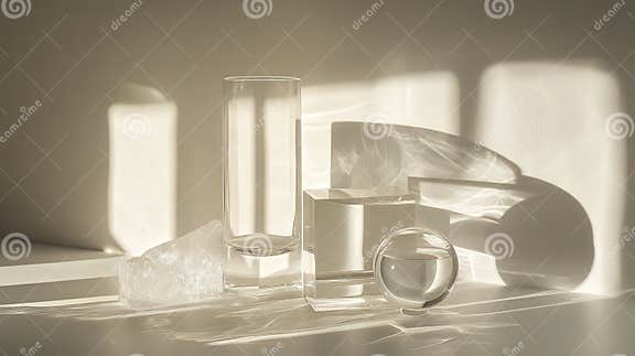 Assorted Glass Objects with Sunlight Reflections Stock Illustration ...