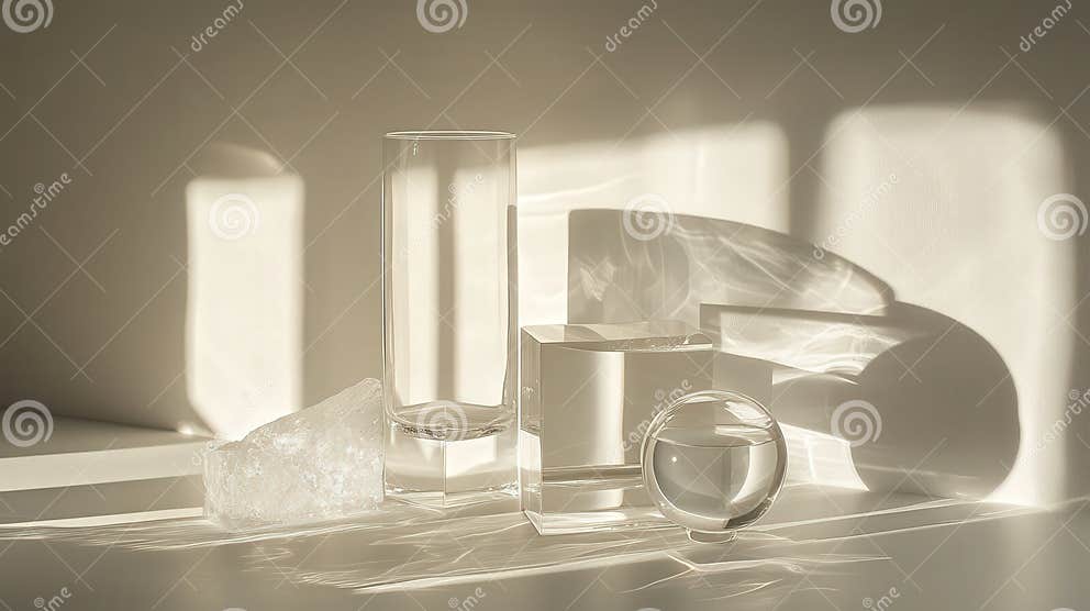 Assorted Glass Objects with Sunlight Reflections Stock Illustration ...
