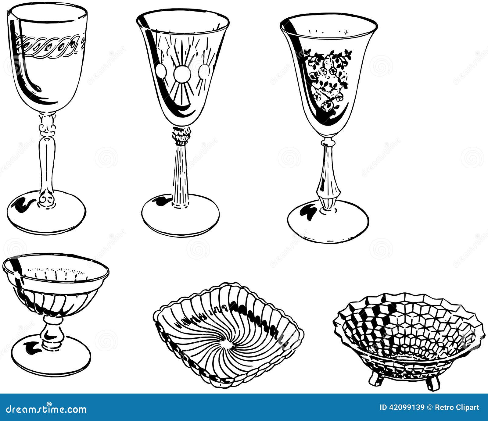 Assorted Glassware stock vector. Illustration of 1940 - 42099139