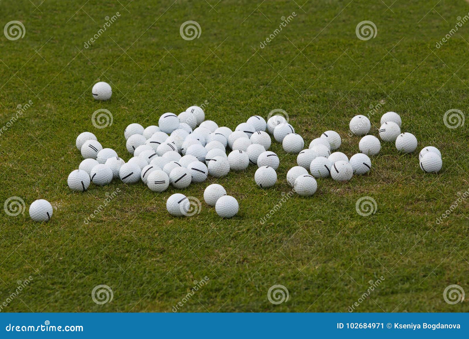 Assorted Golf Balls on the Green Grass Stock Image - Image of green ...