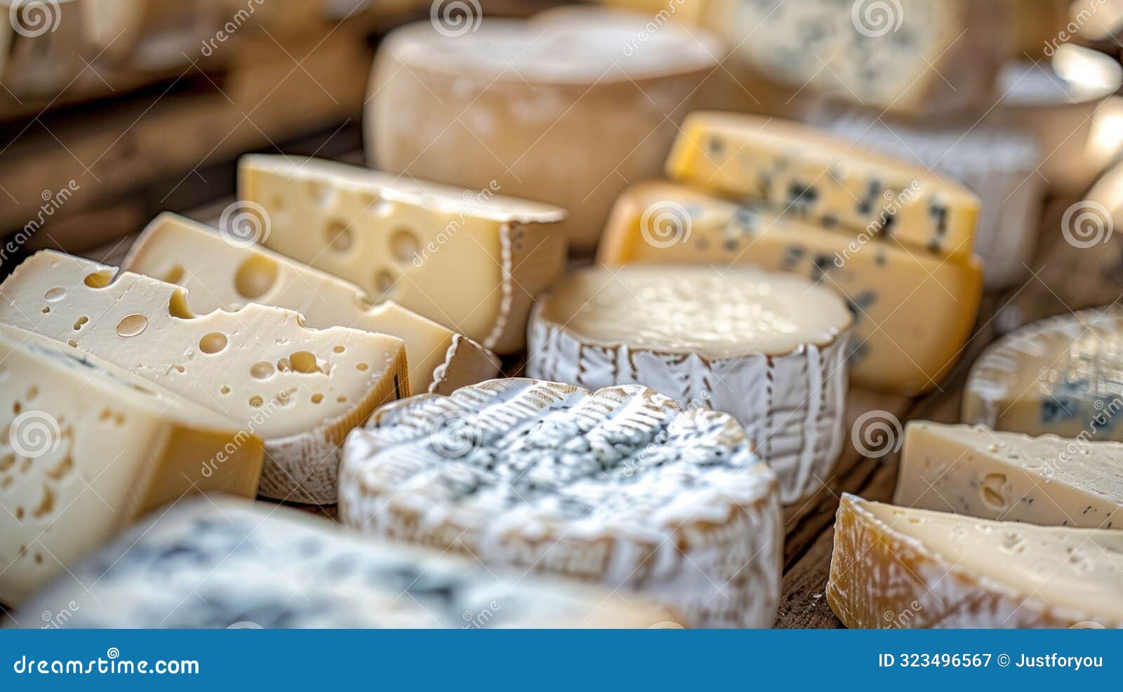 Assorted Gourmet Cheeses Close-Up. Generative Ai Stock Illustration ...