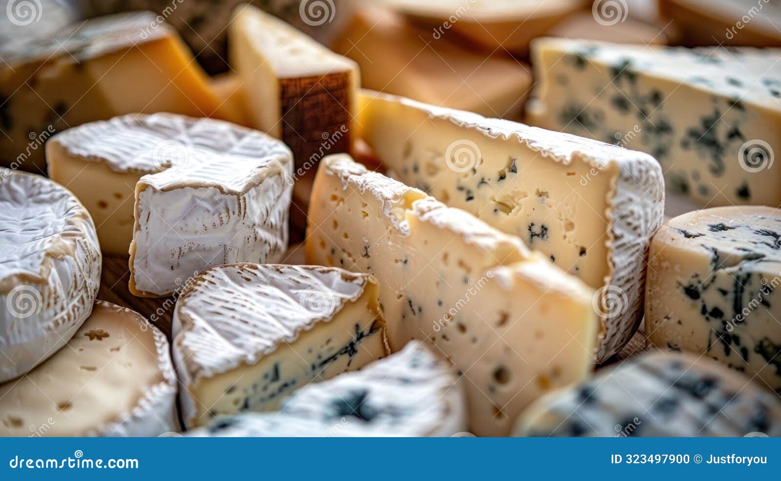 Assorted Gourmet Cheeses Close-Up. Generative Ai Stock Illustration ...