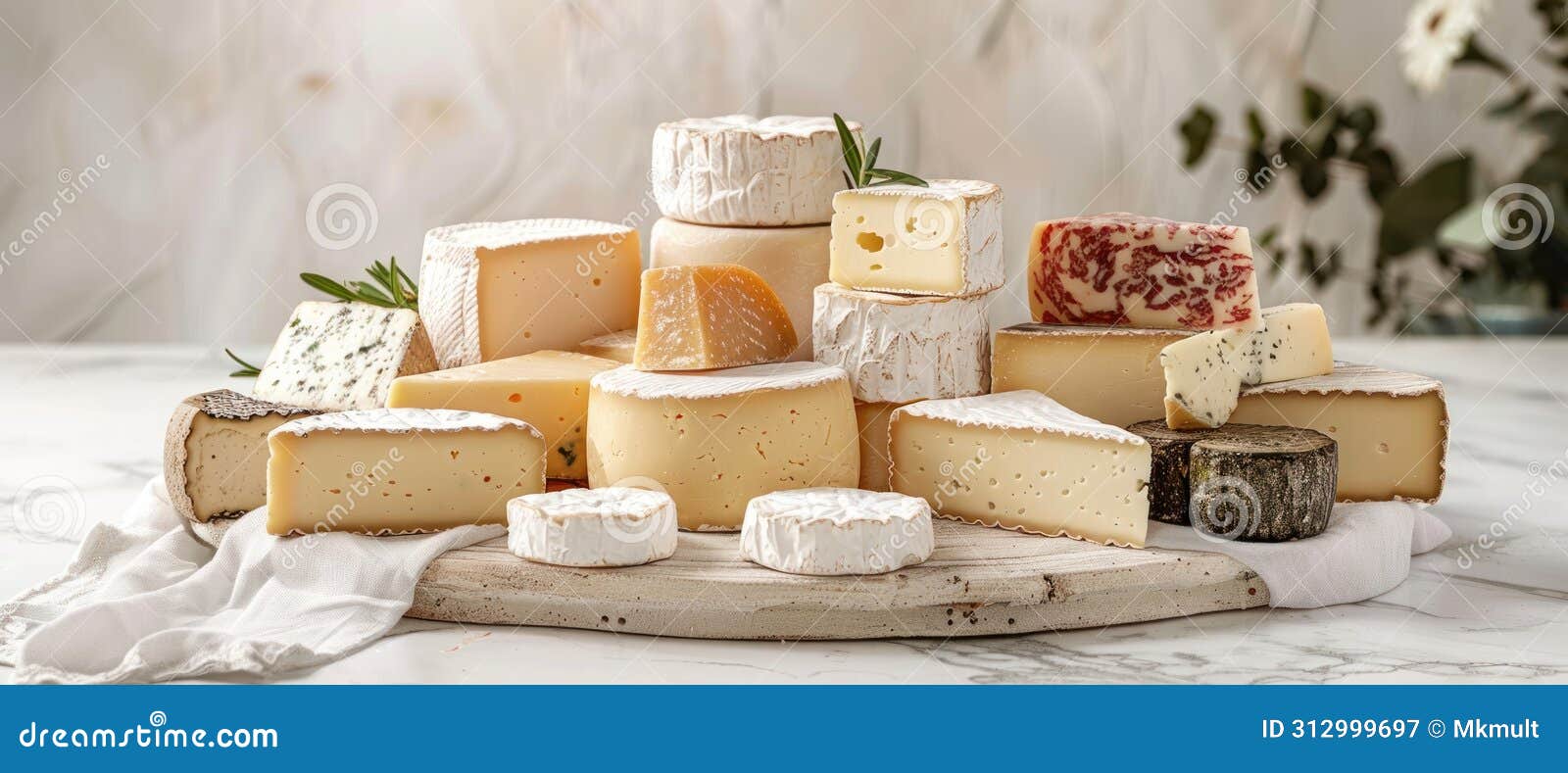 Assorted Gourmet Cheeses on Table Stock Image - Image of products ...