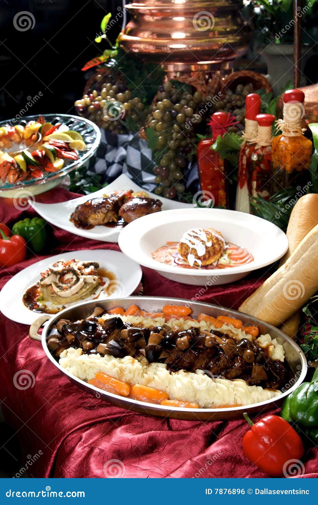 Assorted Gourmet Entrees on Display Table Stock Photo - Image of ...