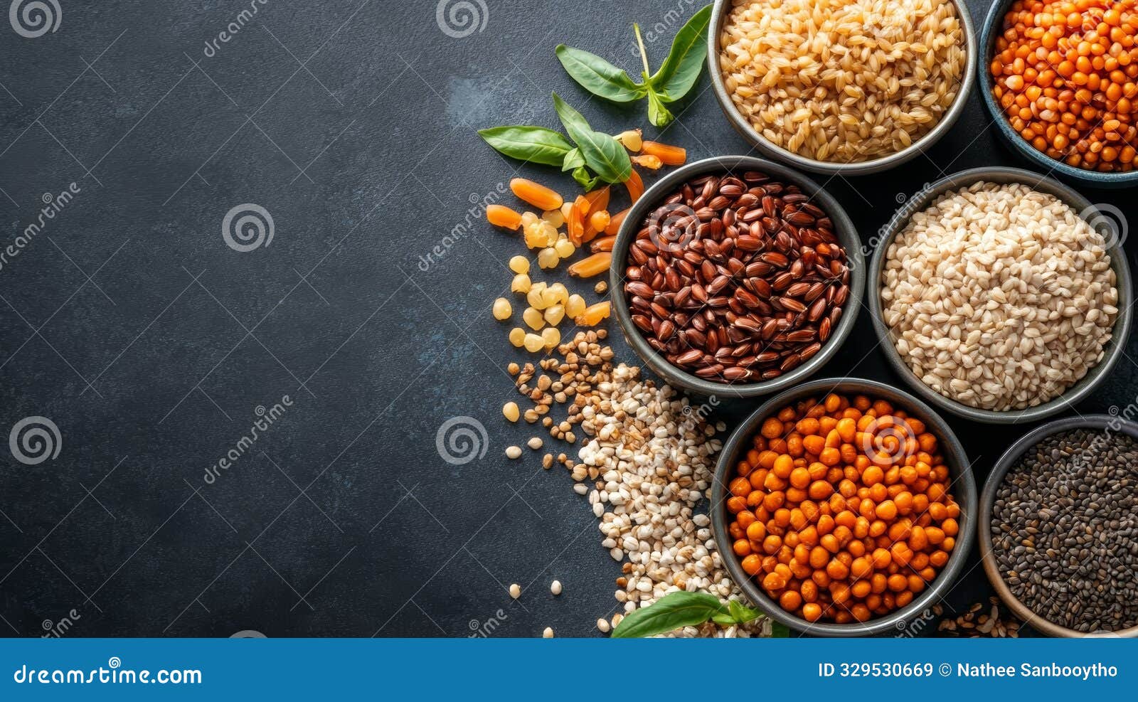 Assorted Grains And Rice Varieties In White Bowls On A White Background ...