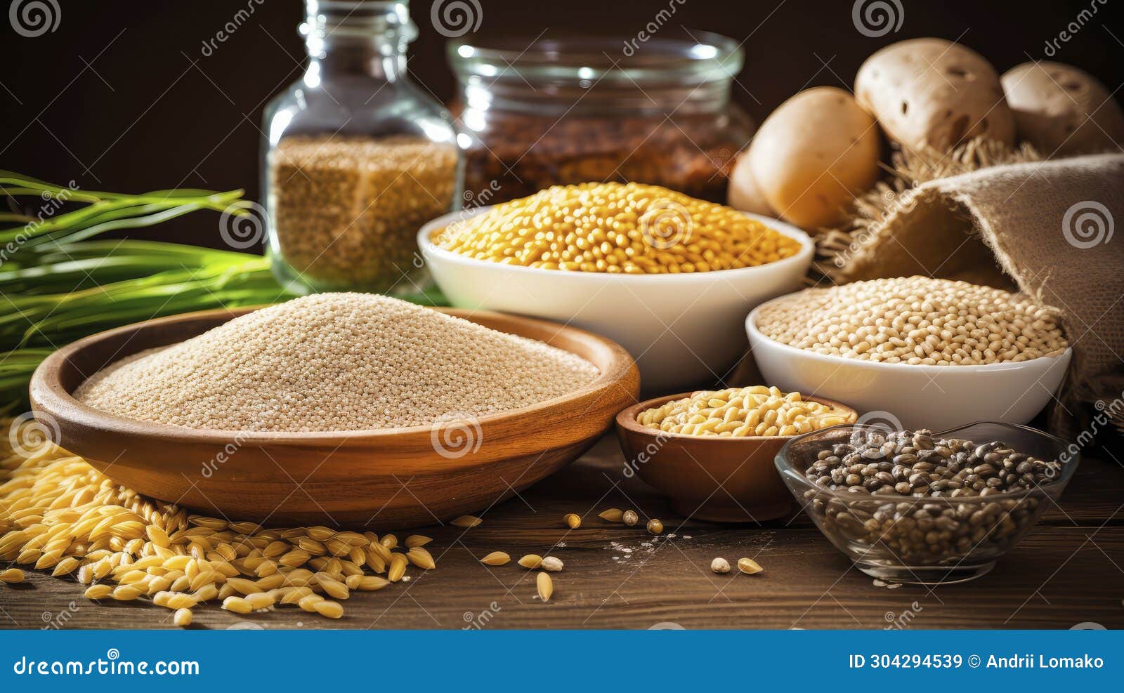 Assorted Grains Spread on a Table, a Rich Display of Different Types of ...