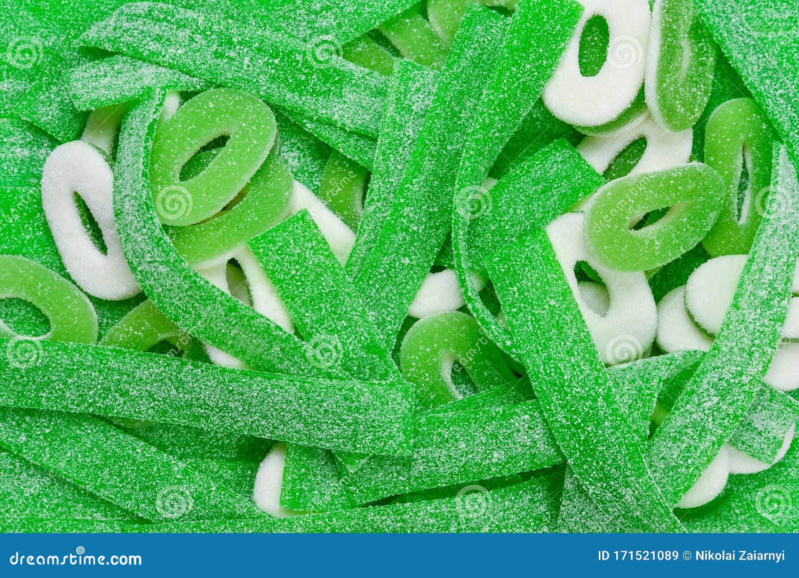 Assorted Green Gummy Candies Background. Top View. Jelly Sweets Stock ...
