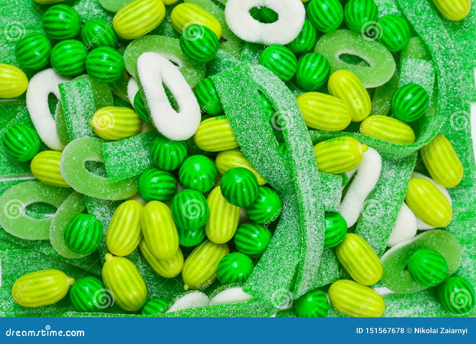 Assorted Green Gummy Candies Background. Top View Stock Photo - Image ... Assorted Green Gummy Candies Background. Top View Stock Photo - Image ...