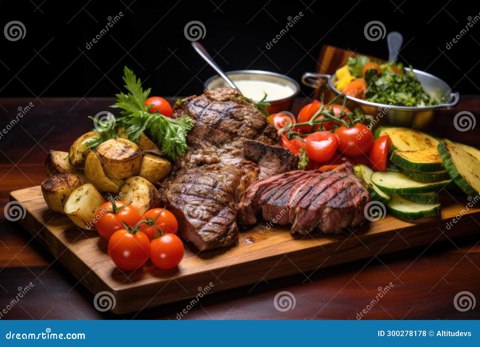 Assorted Grilled Chop Platter Served by a Chef Stock Photo - Image of ...