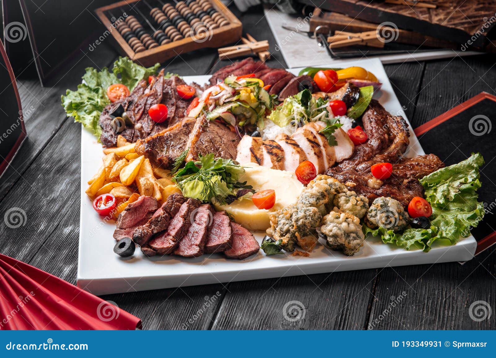 Assorted Grilled Meat Platter with Beef Chicken Stock Image - Image of ...