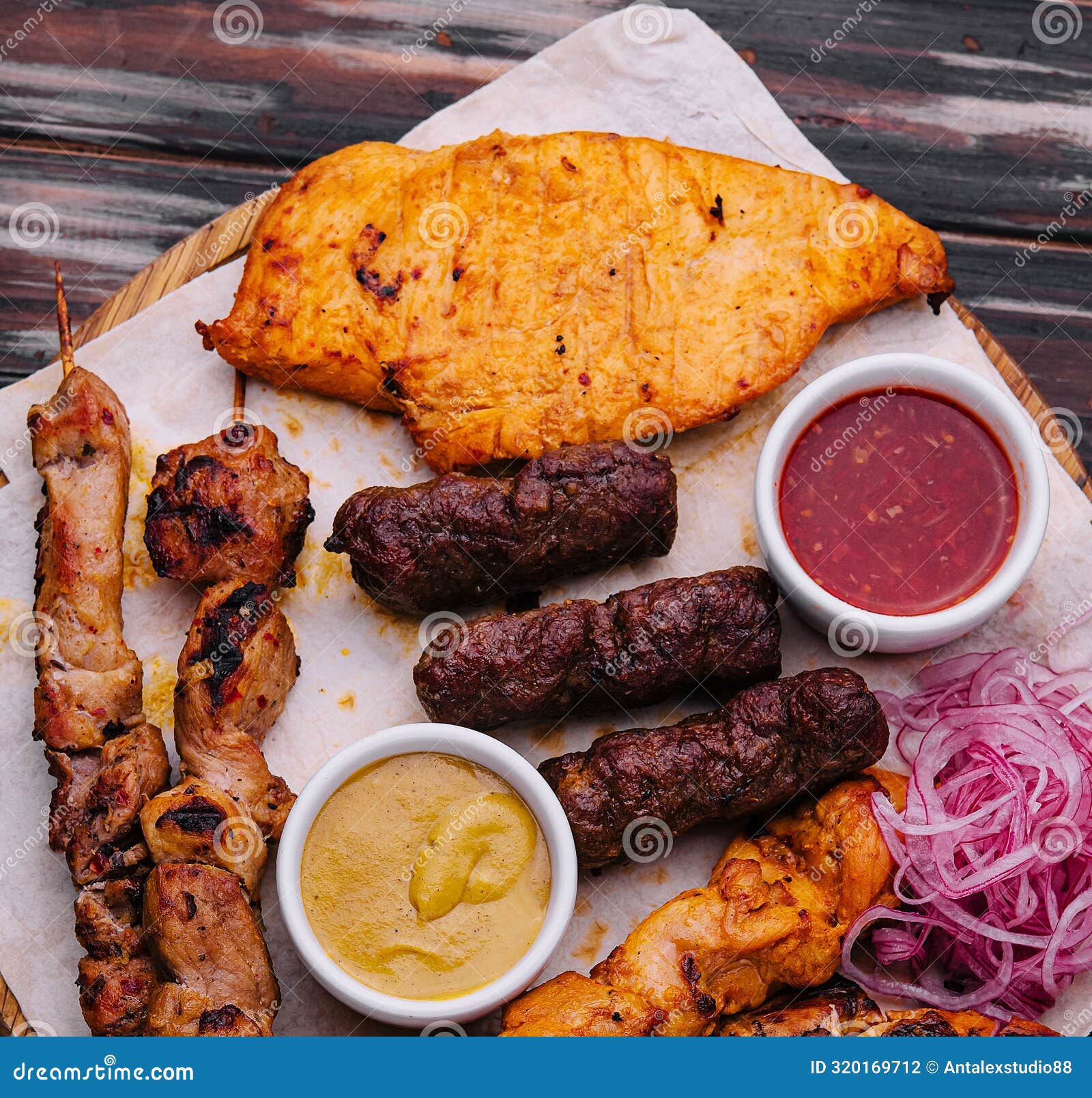 Assorted grilled meats stock photo. Image of assortment - 320169712