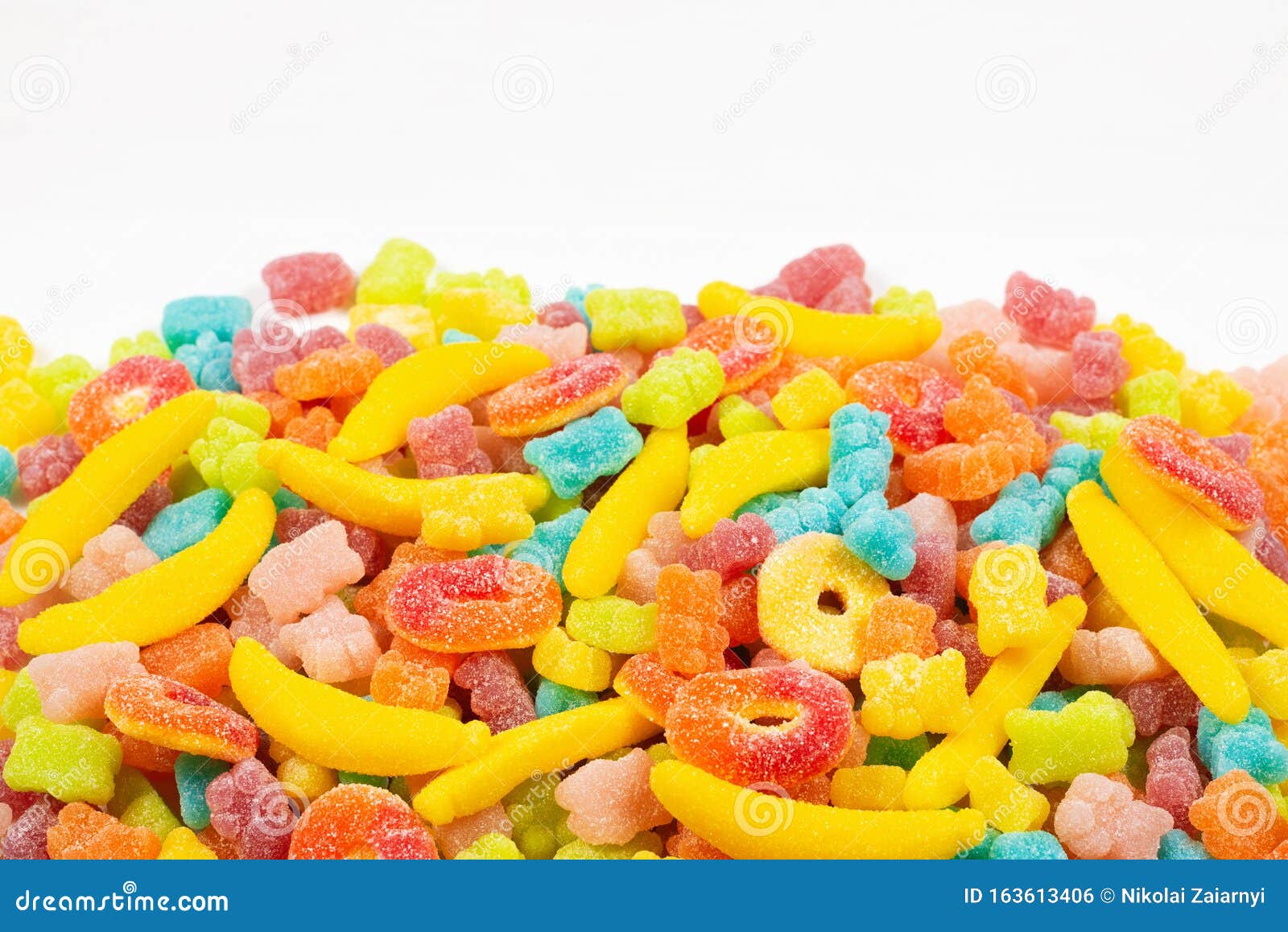 Assorted Gummy Candies Frame Isolated. Top View Editorial Photo - Image ...