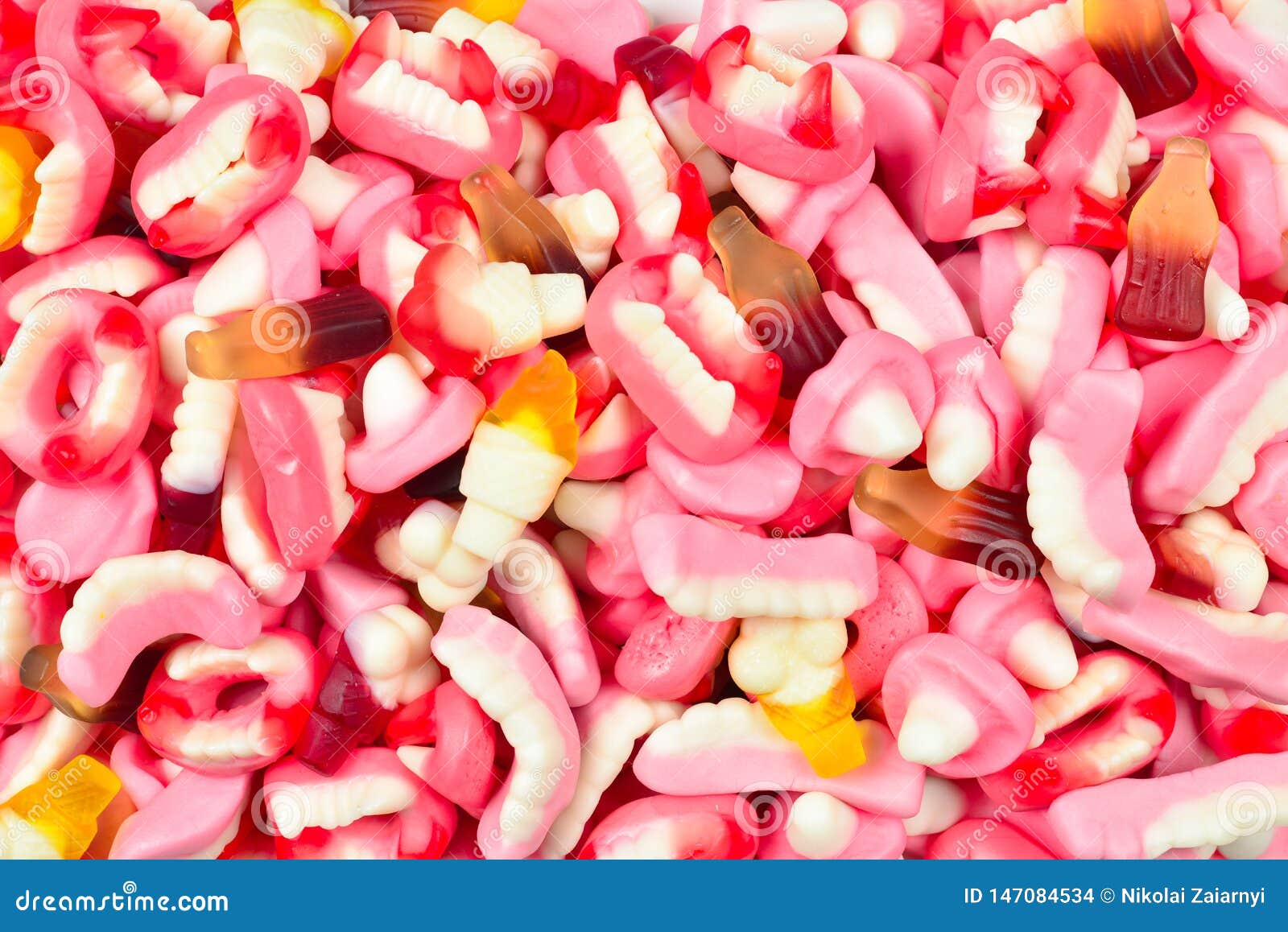 Assorted Gummy Candies. Top View Stock Photo - Image of cream ...