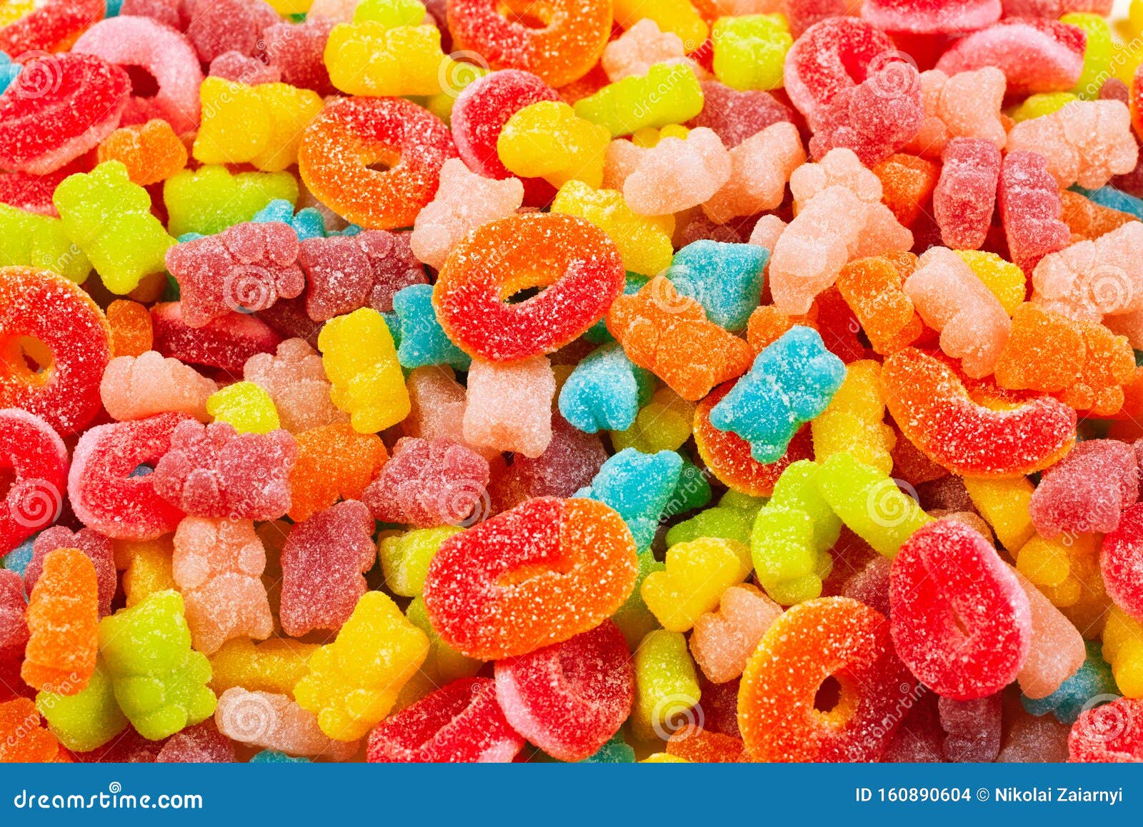 Assorted Gummy Candies. Top View Stock Photo - Image of group, colorful ...