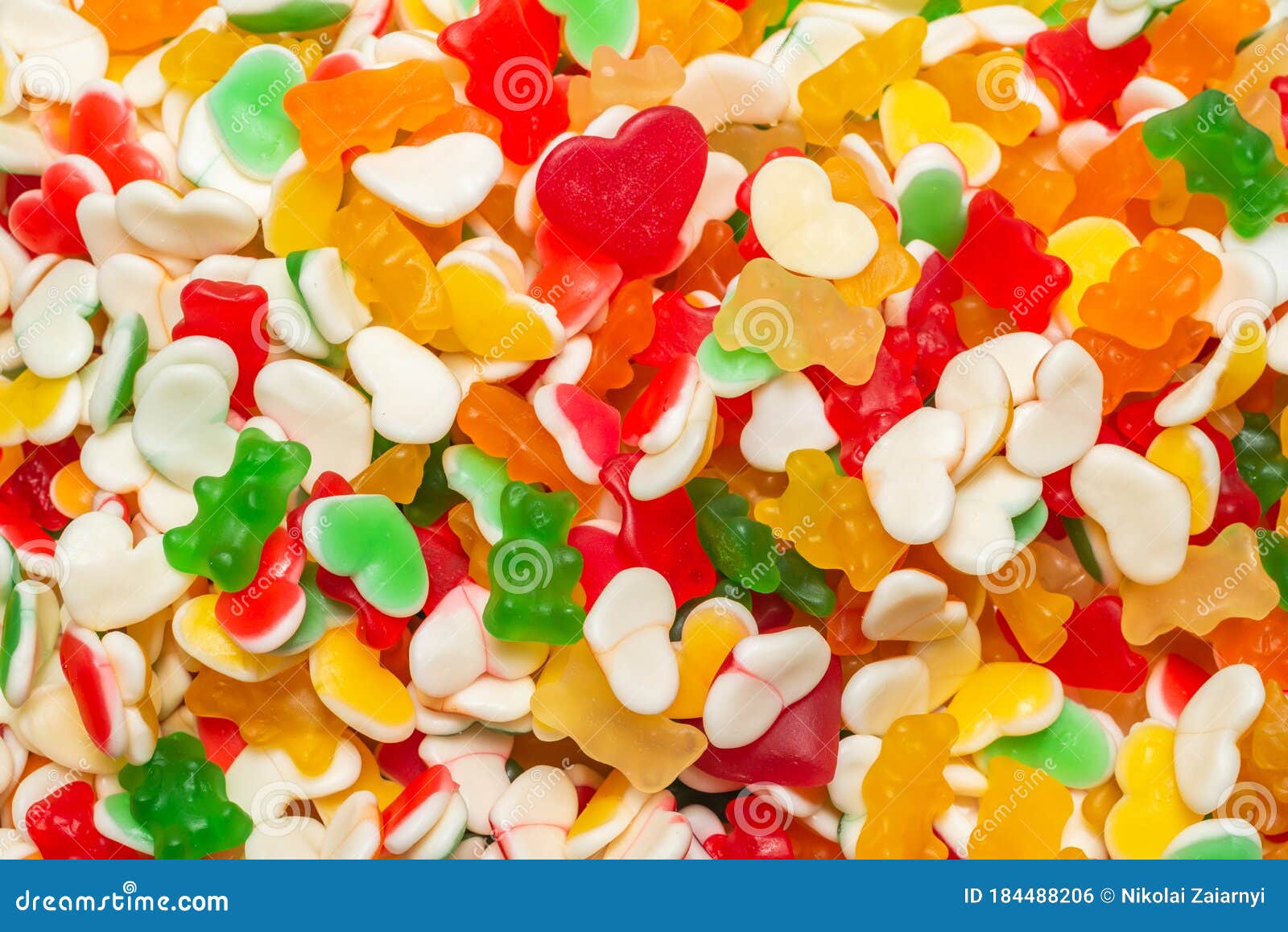 Assorted Gummy Candies Frame Isolated. Top View. Jelly Sweets Editorial ...