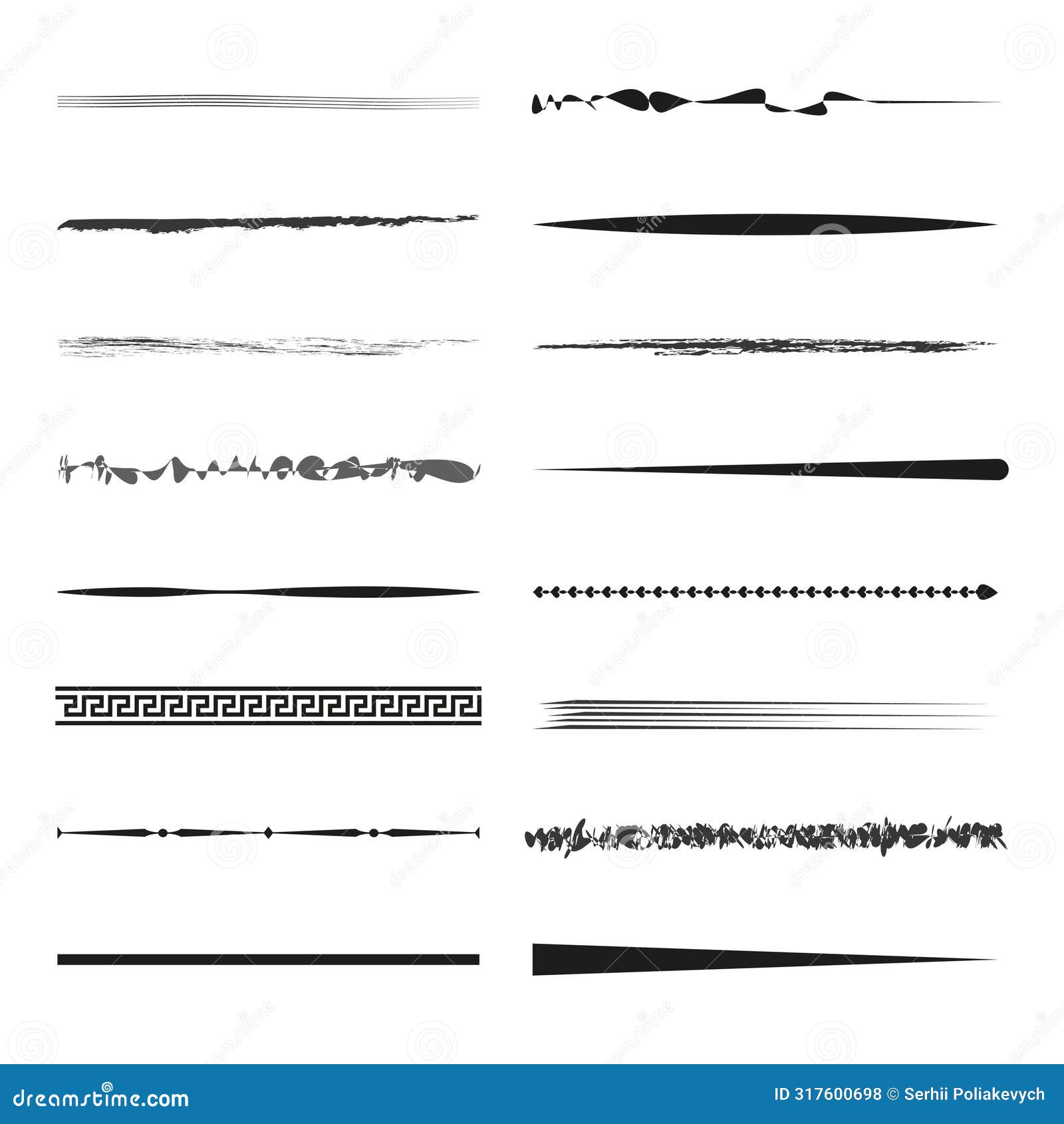 Assorted Hand Drawn Style Dividers. Vector Line Patterns Set Stock ...