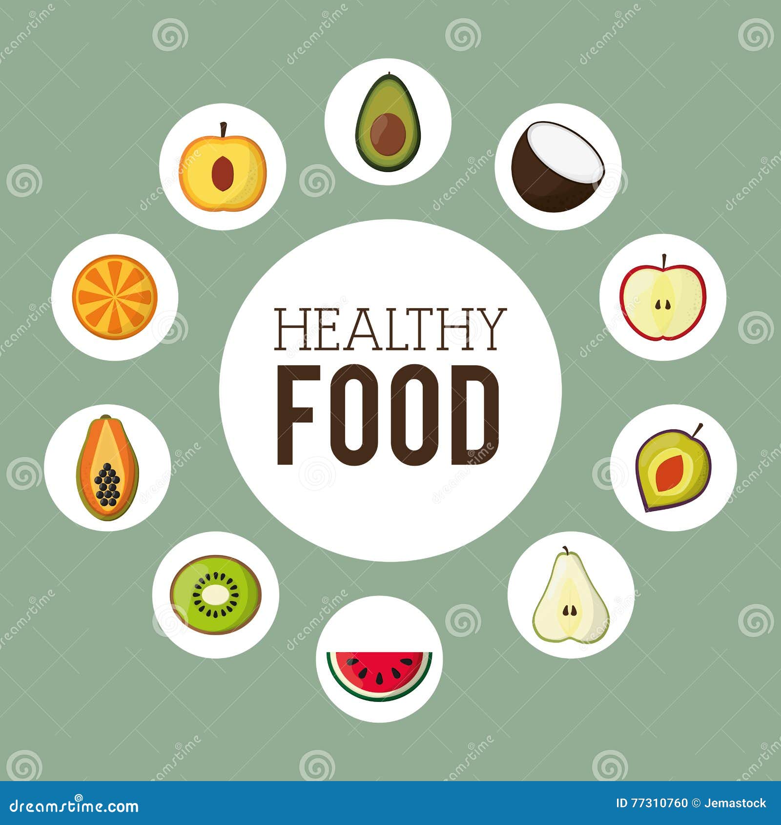 Assorted Healthy Food Icons Emblem Stock Vector - Illustration of ...