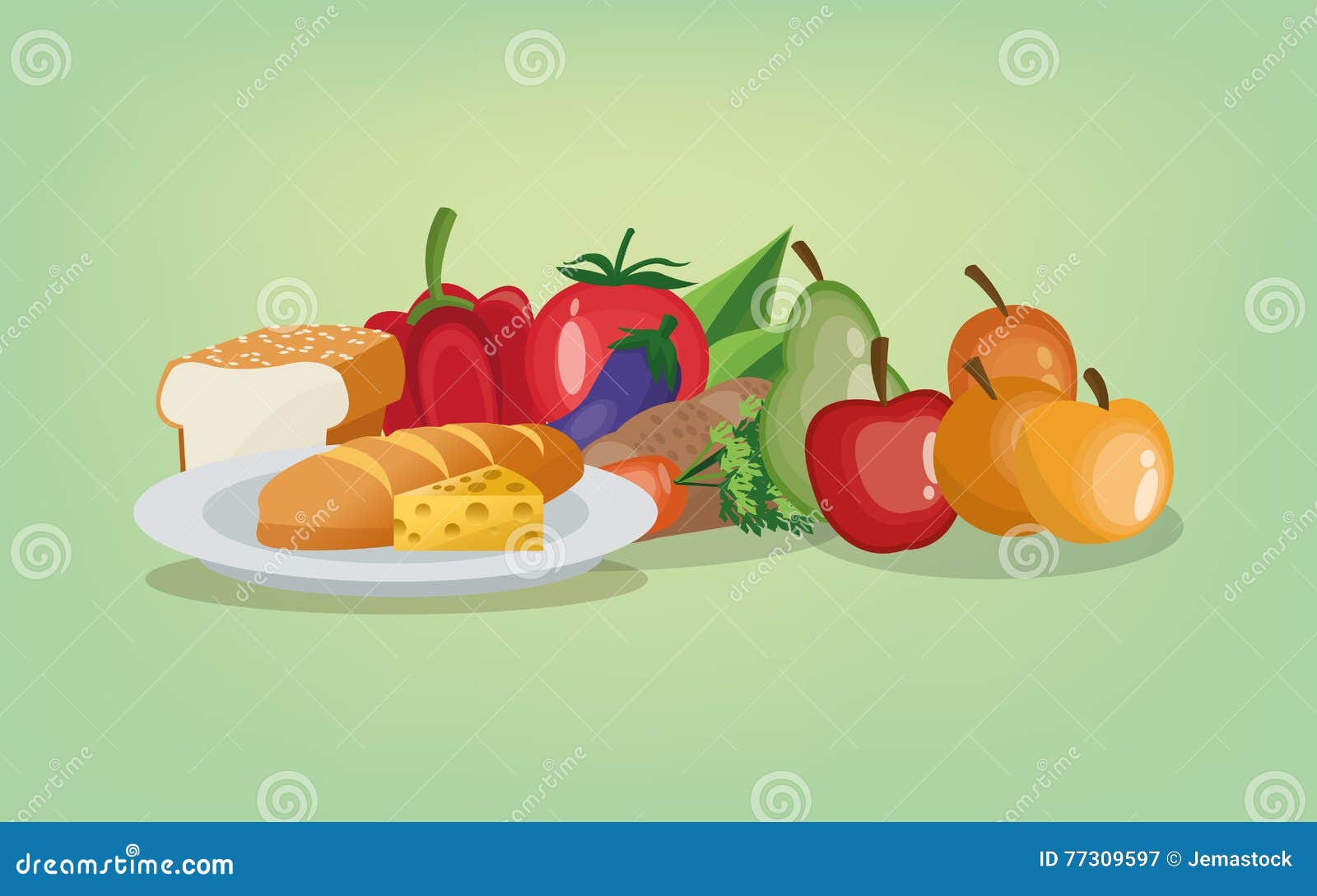 Assorted Healthy Food Icons Image Stock Vector - Illustration of ...