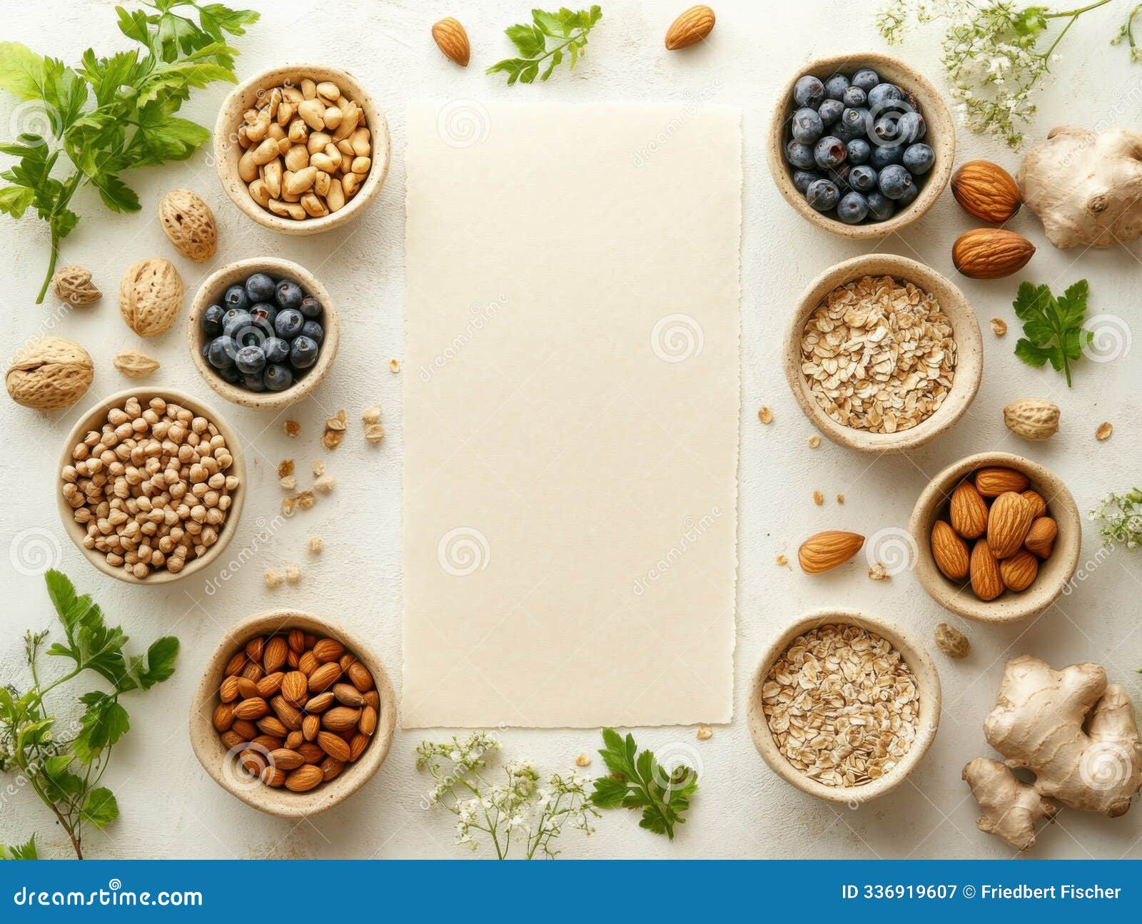 Assorted Healthy Ingredients Arranged Around Blank Paper for Recipe ...