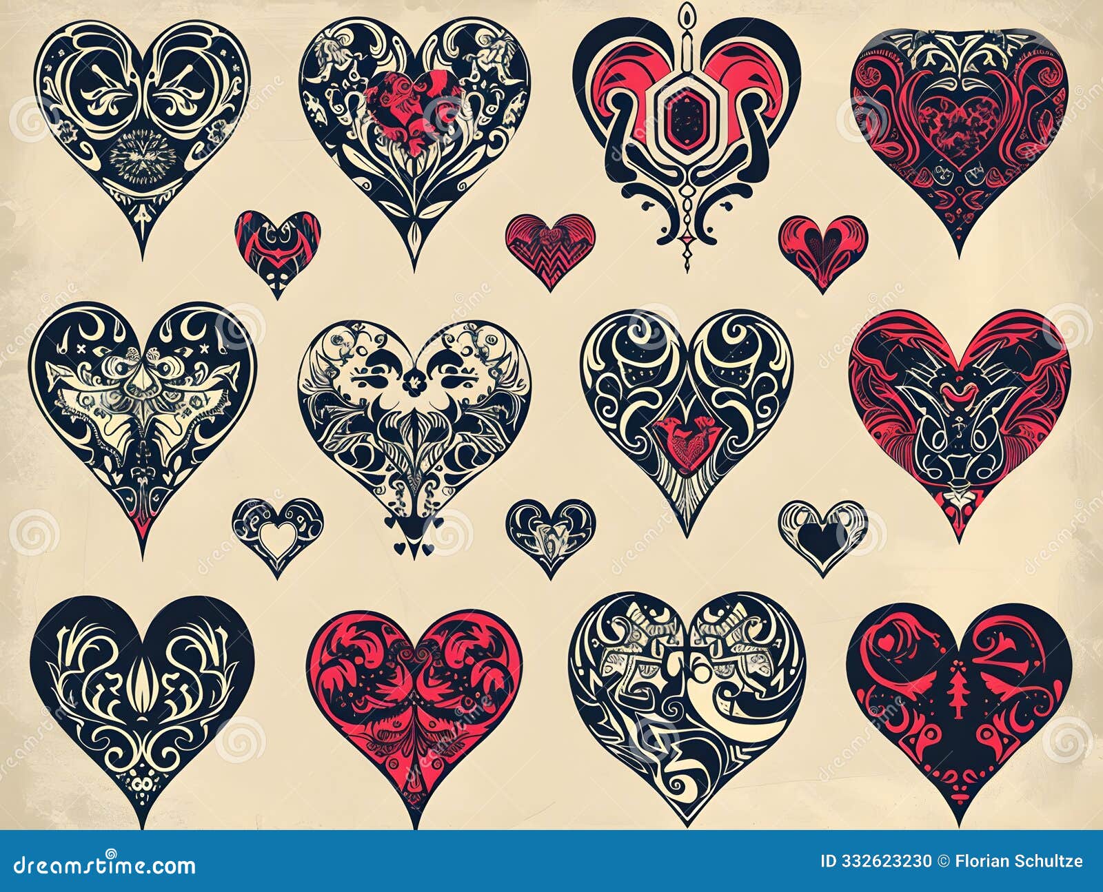 Assorted Heart Designs Collection Featuring Intricate Patterns and ...