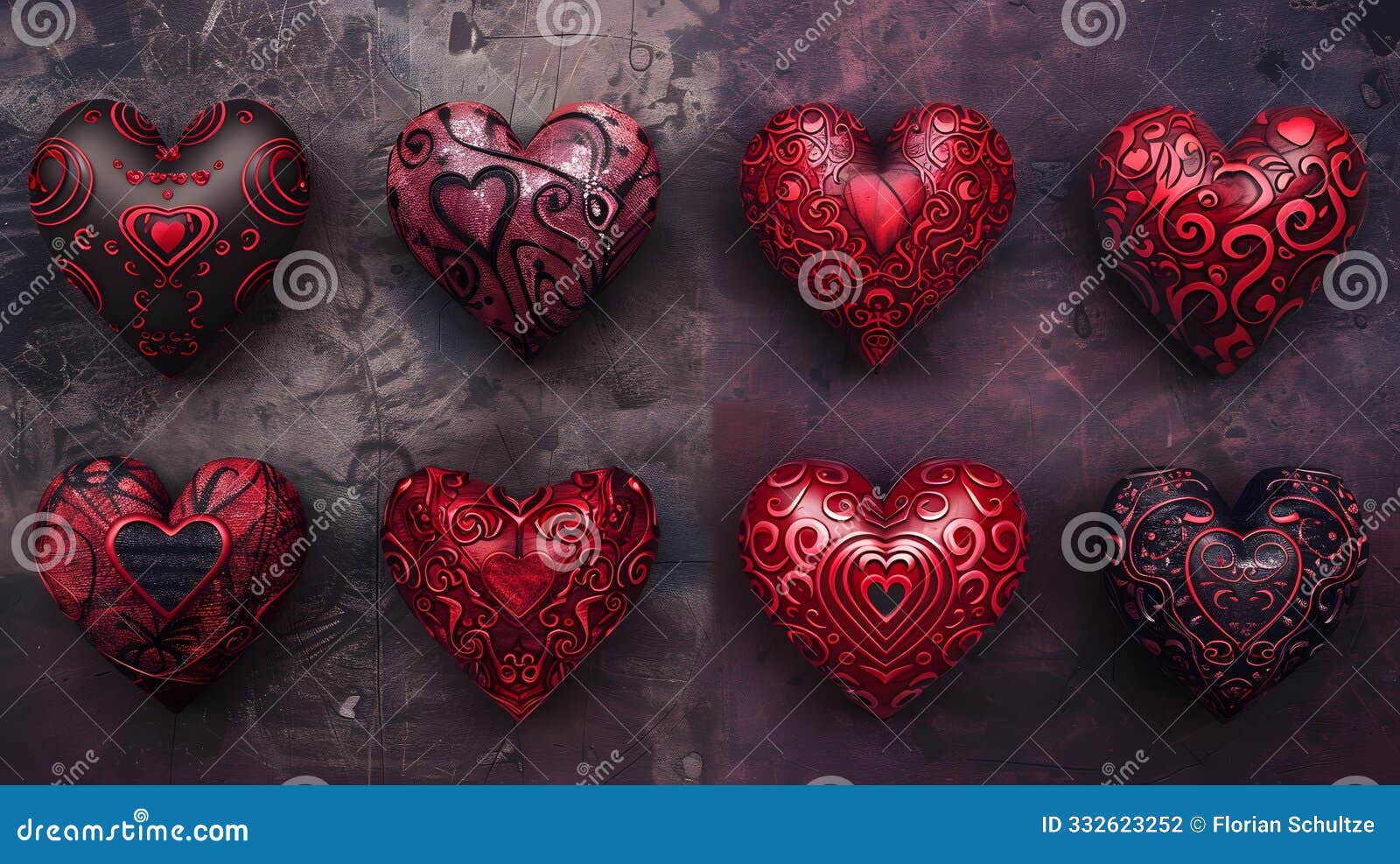 Assorted Heart Designs Collection Featuring Intricate Patterns and ...