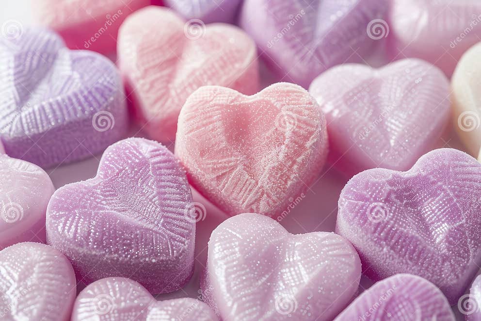 Assorted Heart-Shaped Candies in Soft Pastel Colors Stock Illustration ...