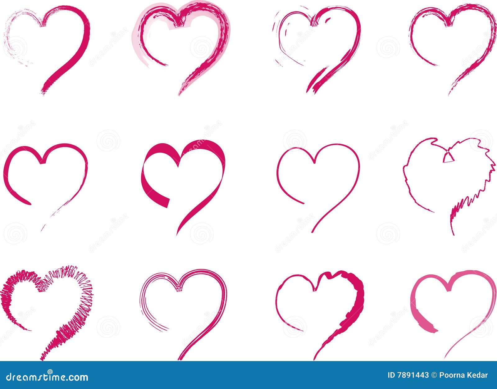 Assorted Hearts stock vector. Illustration of hand, pink - 7891443