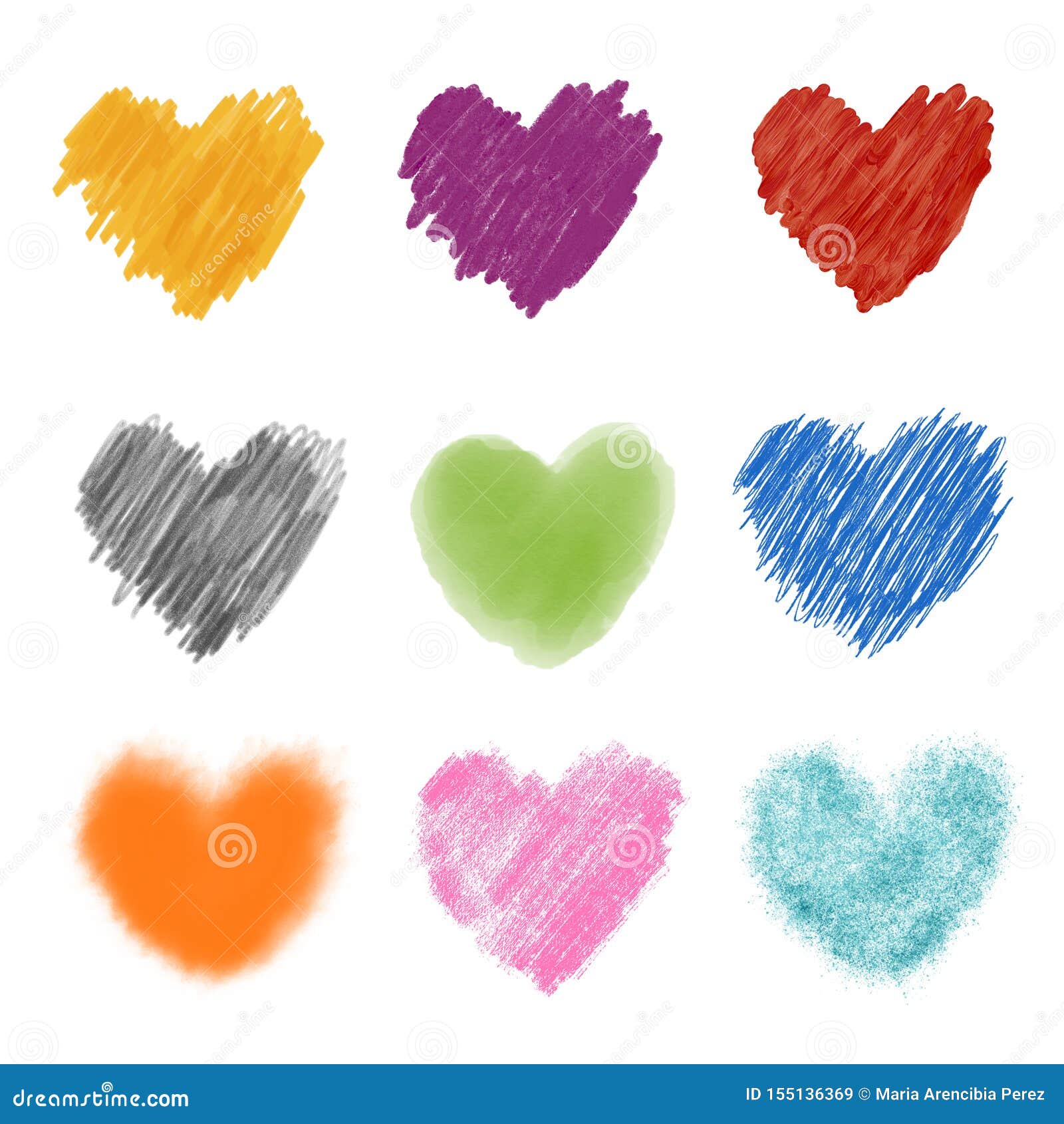 Assorted Artistic Hearts Collection with Different Textures Stock ...