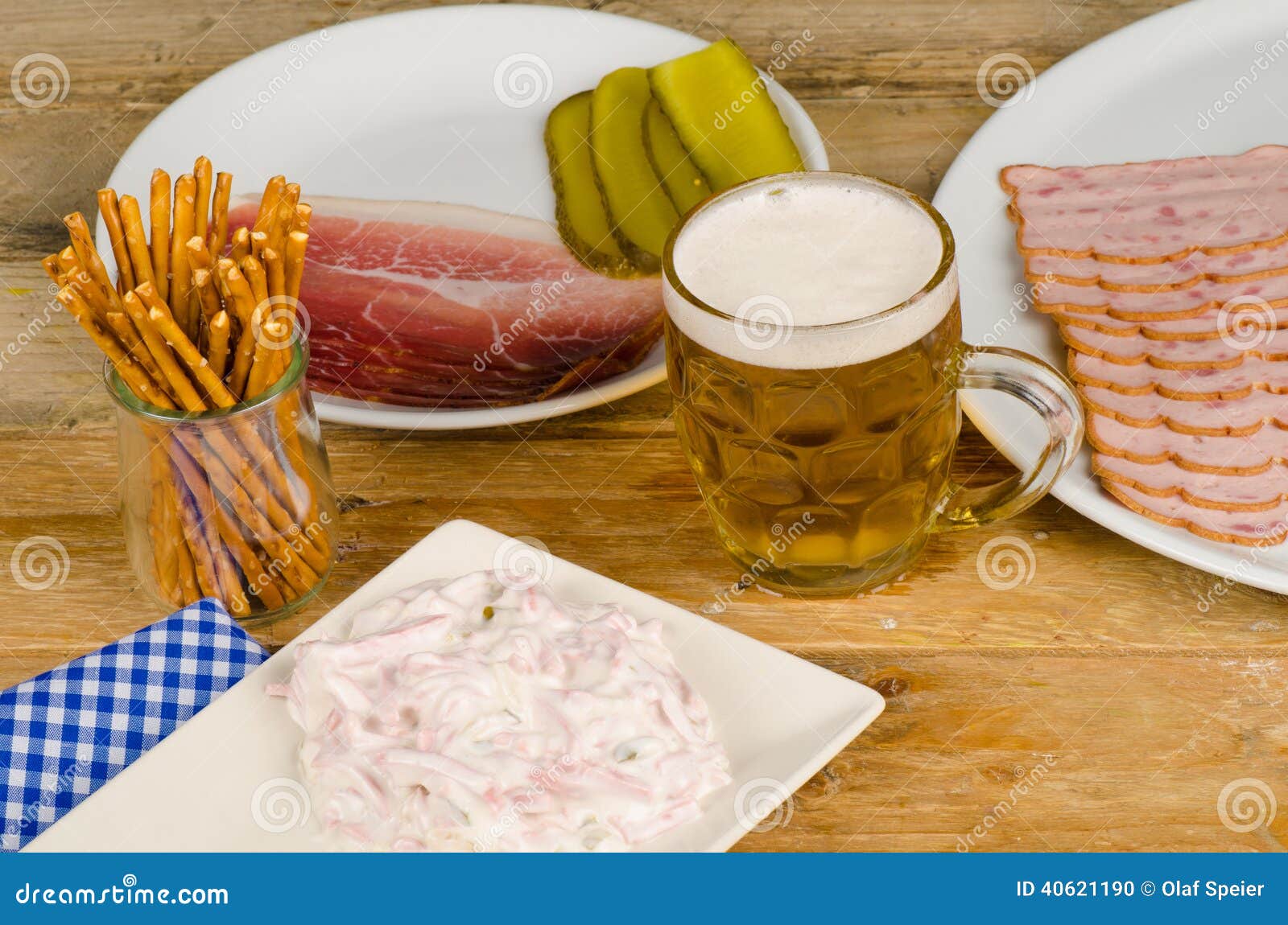 Assorted Hearty Snacks, Bavarian Cuisine Stock Photo - Image of german ...