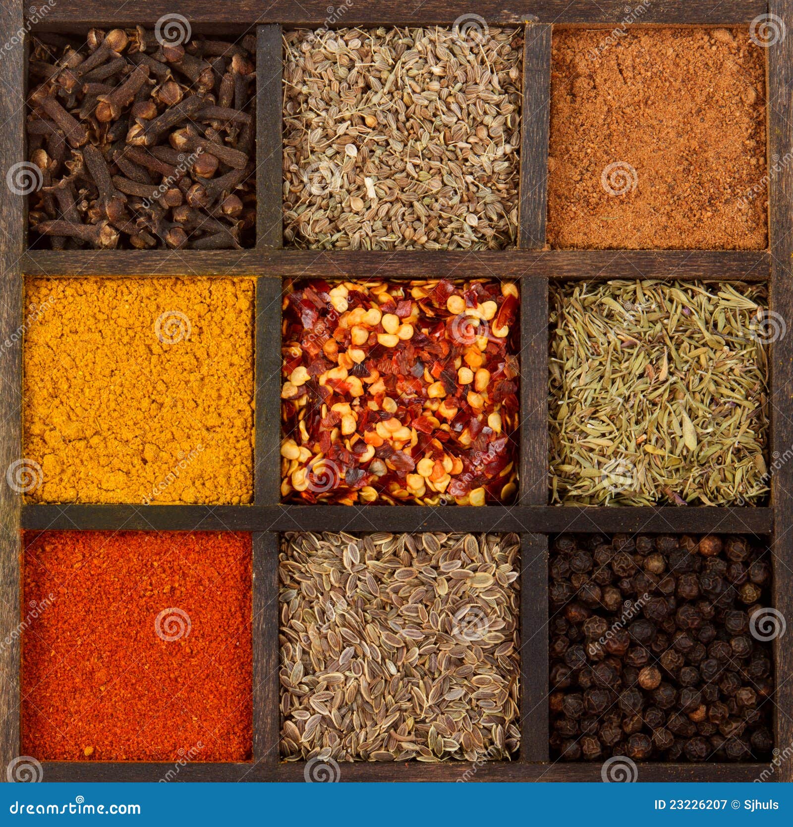 Assorted herbs and spices stock image. Image of crushed - 23226207