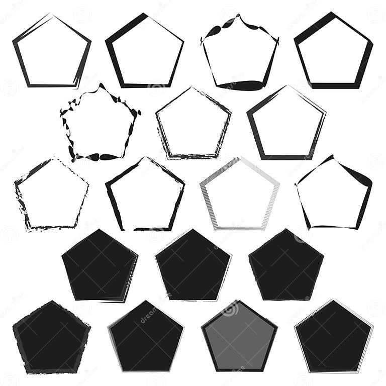 Assorted Hexagon Frames Set. Geometric Borders Collection. Vector ...