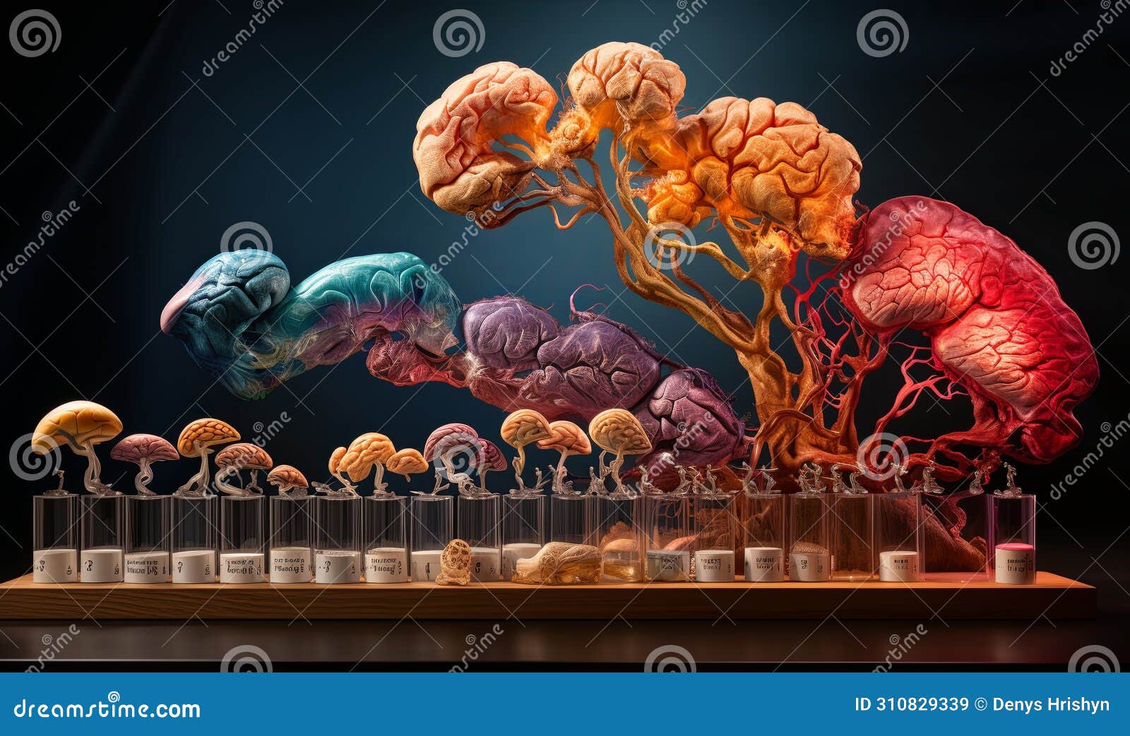 Assorted Human Brain Models Displayed in Group Setting Stock Image ...